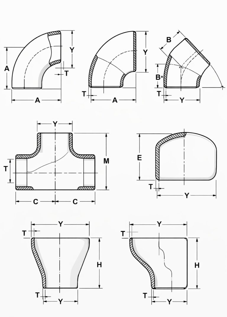 ASME B16.9 Pipe Fittings Dimensions Chart & Guide